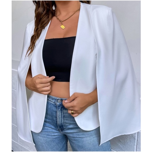 Jackets & Coats | Plus Classic White Office Work Cape Blazer | Poshmark